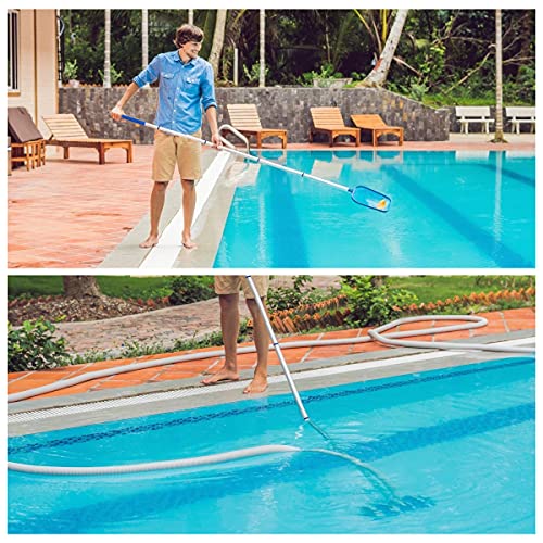 SubClap Portable Pool Vacuum - Spa Jet Vacuum Cleaner with Pole & Skimmer Net for Above Ground & Inground, Telescopic Pole Rake Leaf Skimmer Clean Swimming Pool Hot Tub with Net Bag (No Garden Hose)