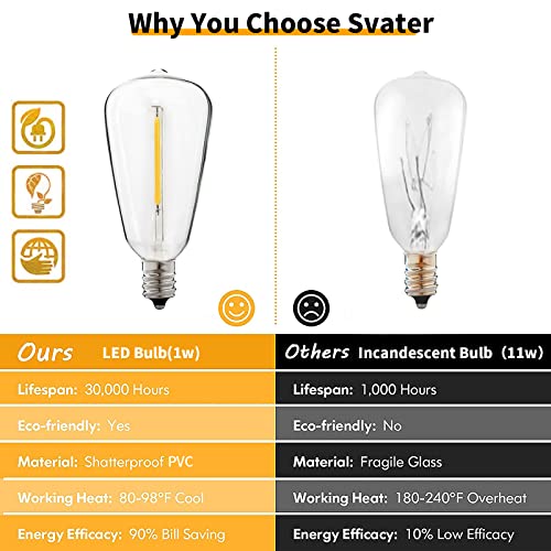 Svater Outdoor String Lights 100ft ST38 Patio String Lights with 52 Waterproof Shatterproof LED Bulbs(2 Spare) Connectable Lights for Outside Backyard Garden Porch