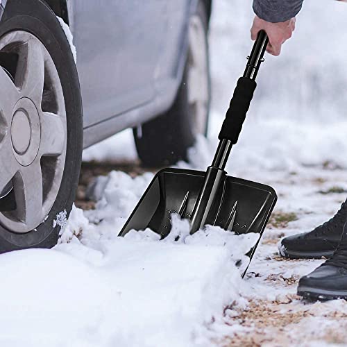 Folding Emergency Snow Shovel, Snow Shovel for Car with Extendable Ergonomical Handle and Wide Blade Scoop for Driveway Car Emergency Home Garden Campingā¦
