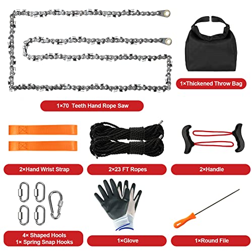 Rope saw PANGZHENG 55 Inch High Reach Tree Limb Hand Rope Saw, 70 Sharp Teeth Blades on Both Sides,Rope saw tree saw high limb Pocket Chainsaw, Tree Limb Saw, Rope Chainsaw