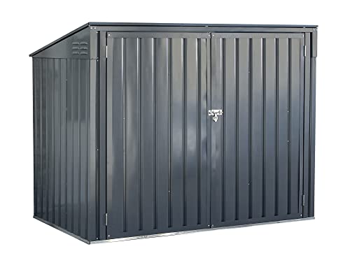 Cover-It 6x3 Metal Outdoor Galvanized Steel Storage Shed with Swinging Lockable Doors for Backyard or Patio Storage of Trash Cans, Bikes, Supplies, Tools, Toys, for Lawn, Garden, Camping, Charcoal