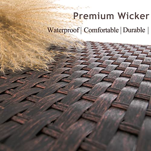 DIMAR GARDEN Outdoor Storage Coffee Table with Waterproof Cover,Patio Wicker Storage Table,42 Gallon Mixed Brown
