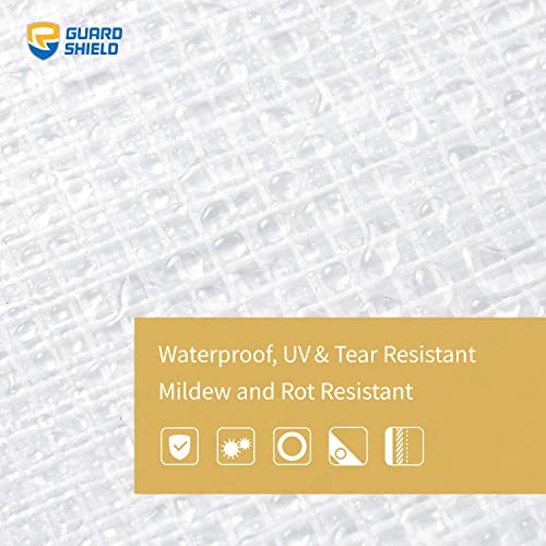 GUARD SHIELD Clear Tarp 2 Pack Bundle White and Green 8x20 Feet Heavy Duty Waterproof Greenhouse Outdoor Garden Poly Cover UV Resistant 10mil