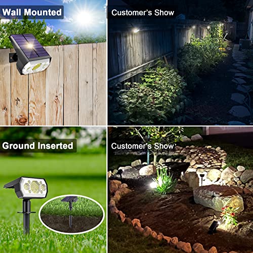 Solar Spot Lights Outdoor, [6 Pack/3 Modes] Solar Landscape Spotlights IP67 Waterproof Solar Powered Outdoor Lighting Products for Landscaping Garden, Yard, [Cold White/62 LED] Spotlight Dusk to Dawn