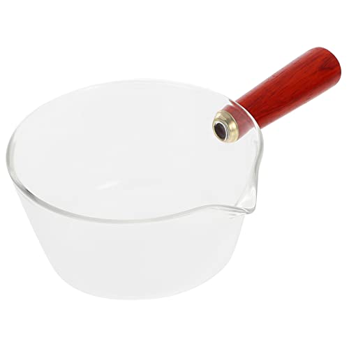 FUOYLOO small milk pot cooking saucepan small soup pot wax melting pot mini butter warmer spouted milk pot 1 qt saucepan with lid small pot serving bowl oven Glass French baby candy