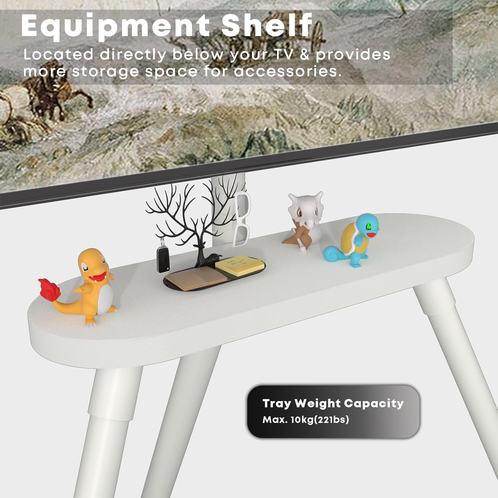 PUTORSEN Easel TV Stand for 43 to 65 inch LED LCD OLED Screens Hold up to 88lbs, Height Adjustable Tripod TV Floor Stand with Shelf/Snap Lock/Anti-Tip Strap, Max VESA 400x400mm, Matte White