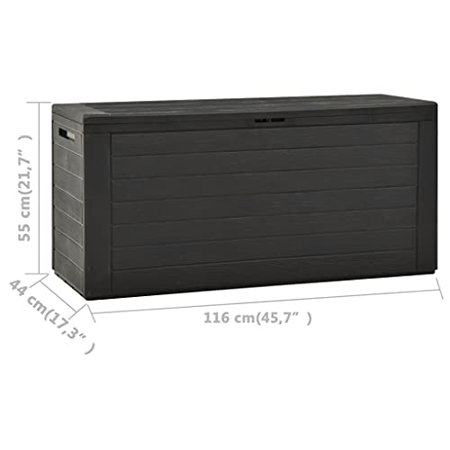FIRBNUS Patio Storage Box Anthracite 45.7"x17.3"x21.7" PP Storage Chest Durable Materials Toolbox Both Indoor and Outdoor Use Garden Pool Box Storing Away Cushions Pillows Blankets Toys