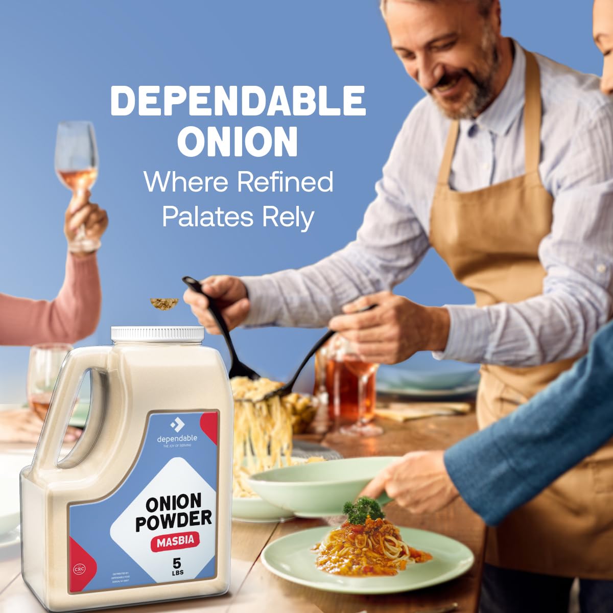 Dependable Food Onion Powder - 5 Lb. Container - Kosher Bulk Seasoning for Chefs, Restaurants, and Culinary Enthusiasts - Perfect for Sauces, Gravies, Soups, Dips & More - 100% Natural, Non-GMO, Granulated Onion Powder