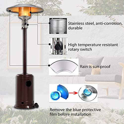 ROMONICA 41,000BTU Outdoor Patio Heater Tall Standing Hammered Finish Garden Outdoor Heater Propane Standing, Bronze - 5 set