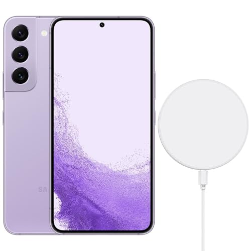 SAMSUNG Galaxy S22 5G (128GB, 8GB) 6.2" AMOLED 2X, 50MP 4K Camera, Global 5G Volte (Fully Unlocked for AT&T, Verizon, T-Mobile, Global) S901U1 (w/Fast Wireless Charger, Bora Purple)