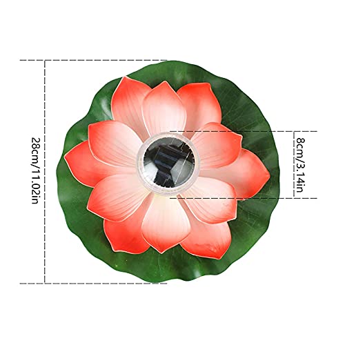 Solar Powered LED Lotus Flower Lamp Water Resistant Outdoor Floating Night Light for Yard Garden Swiming Pool Party Decoration (A)
