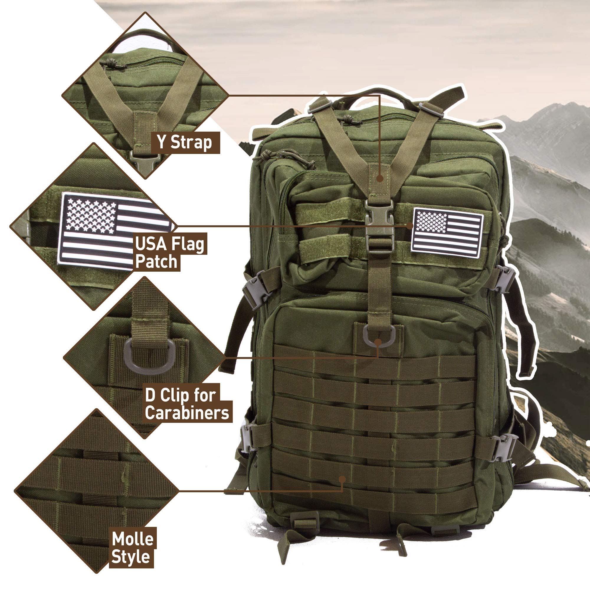 Sirius Survival 50L Expeditionary Tactical Backpack - Large Molle Bag (Navy Blue)
