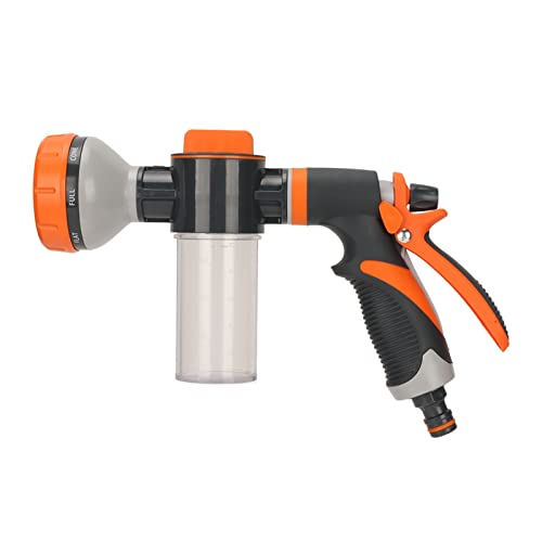 Garden Foam Sprayer, 8 Modes Multifunctional Water Spraying Nozzle Widely Used Labor Saving Concentrated Water Pressure Longer Spray Distance for Car Washing Rear Trigger