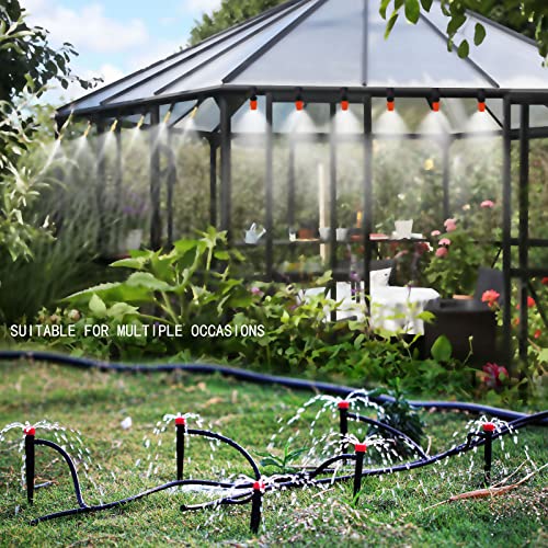 Drip Irrigation Kit, MUCIAKIE 116FT Irrigation System, Irrigation trubing Watering System Plant Watering Devices Adjustable Nozzle Emitters Sprinkler Barbed Fittings