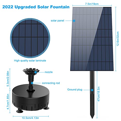 10W Solar Fountain Pump with Multiple Nozzles, DIY Water Feature Kit for Outdoor with Pipe, Solar Powered Water Fountain Pump for Bird Bath, Garden, Ponds, Fish Tank