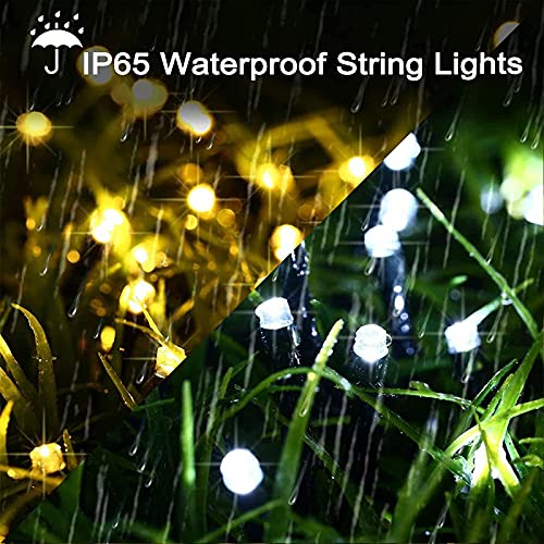iShabao Solar Color Changing Christmas Lights, 72ft 200 LED White & Warm White Tree Lights, Waterproof 11 Lighting Modes Outdoor Christmas Lights for Yard Garden Holiday Christmas Decorations
