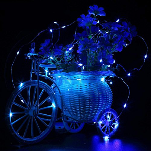 ErChen Remote Control Solar Powered Led String Lights, 33FT 100 LEDs Copper Wire Waterproof 8 Modes Decorative Fairy Lights for Outdoor Christmas Garden Patio Yard (Blue)
