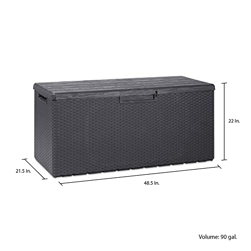 Toomax Z175E097 Portofino Weather Resistant Heavy Duty 90 Gallon Novel Resin Outdoor Storage Deck Box w/Lockable Lid & 450 Pound Weight Capacity, Gray