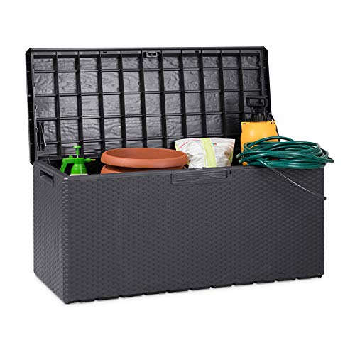 Toomax Z175E097 Portofino Weather Resistant Heavy Duty 90 Gallon Novel Resin Outdoor Storage Deck Box w/Lockable Lid & 450 Pound Weight Capacity, Gray