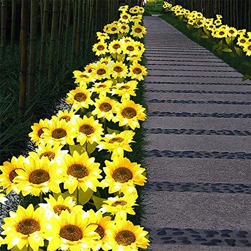 Garden Solar Lights Outdoor Decorative Sunflower Decor Solar Pathway Lights Outdoor LED Solar Garden Lights Waterproof Solar Landscape Lights for Lawn Patio Yard Garde (2)