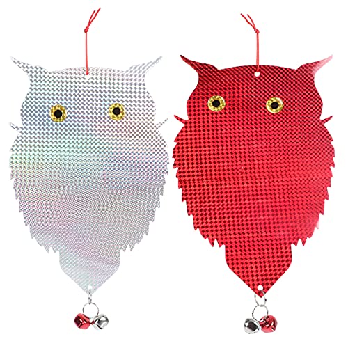 Yardwe 2PCS Plastic Owls Hanging Owl Deterrent Bird Device Garden Hanging Owl Decor for Woodpecker Garden Yard Courtyard