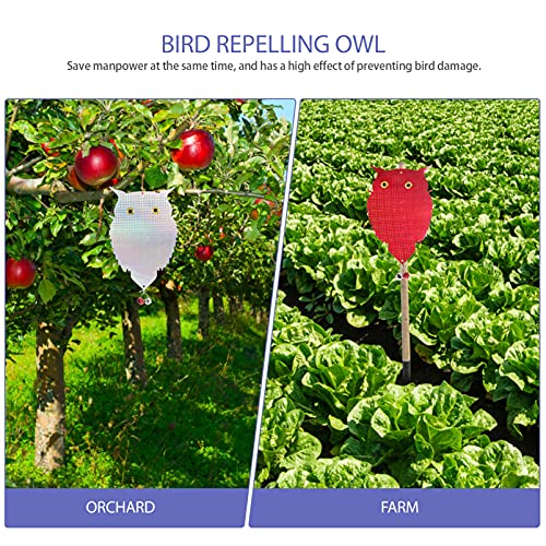 Yardwe 2PCS Plastic Owls Hanging Owl Deterrent Bird Device Garden Hanging Owl Decor for Woodpecker Garden Yard Courtyard