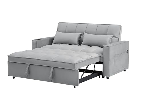 Tufted Loveseat Sofa Futon Sleeper Sofá Bed Adjustable Pullout Chaise Lounge Recliner Chair Reversible Folding Daybed Guest Bed Convertible Upholstery 2-Seat Love Seat Sofabed,600lb Capacity