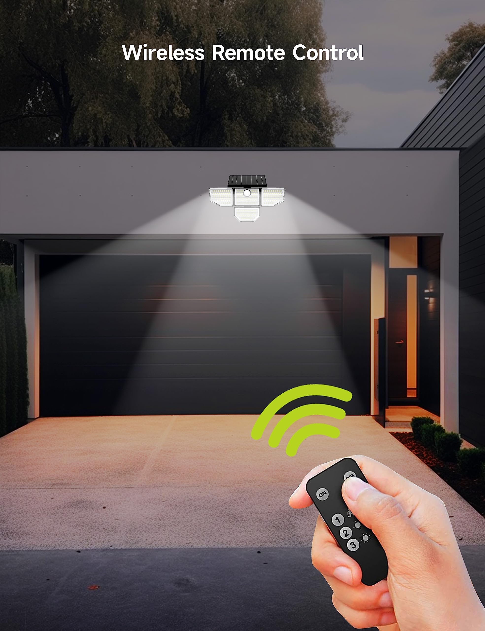 soysout Solar Outdoor Lights, 3000LM 176 LED Security Lights with Remote Control, 4 Heads Motion Sensor Lights, IP65 Waterproof Outdoor Floodlights