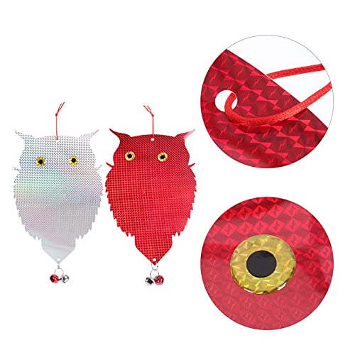 Yardwe 2PCS Plastic Owls Hanging Owl Deterrent Bird Device Garden Hanging Owl Decor for Woodpecker Garden Yard Courtyard