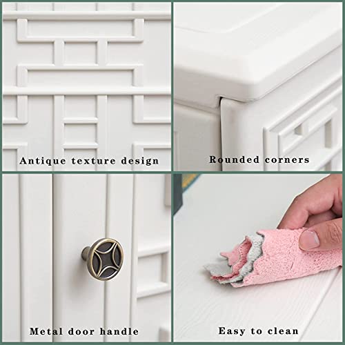Mrossa Indoor Outdoor Storage Cabinet Waterproof with 2 Shelves,Off White Plastic Outdoor Cabinets for Patio/Garden/Backyard, Size 34.3''L*15''W*36.2''H…