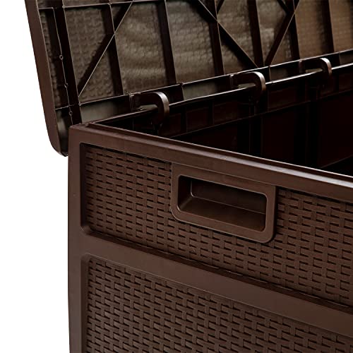 Flash Furniture 120 Gallon Plastic Deck Box - All-Weather Patio Storage and Organization for Throw Pillows, Pool Toys or Garden Tools