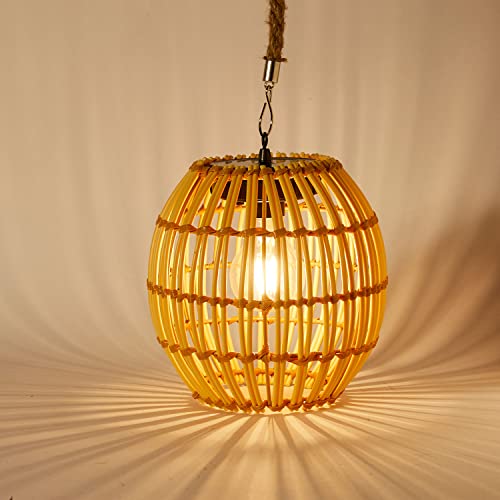 Livinlarge Hanging Solar Lantern Outdoor Waterproof, Large Solar Rattan Lantern Outdoor with Twine Handle, Bright Solar Outdoor Lights with Edison Bulb for Garden Patio Yard Decoration
