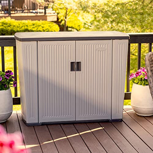 Suncast Backyard Oasis Outdoor Storage Unit, 130 Gallons, Peppercorn