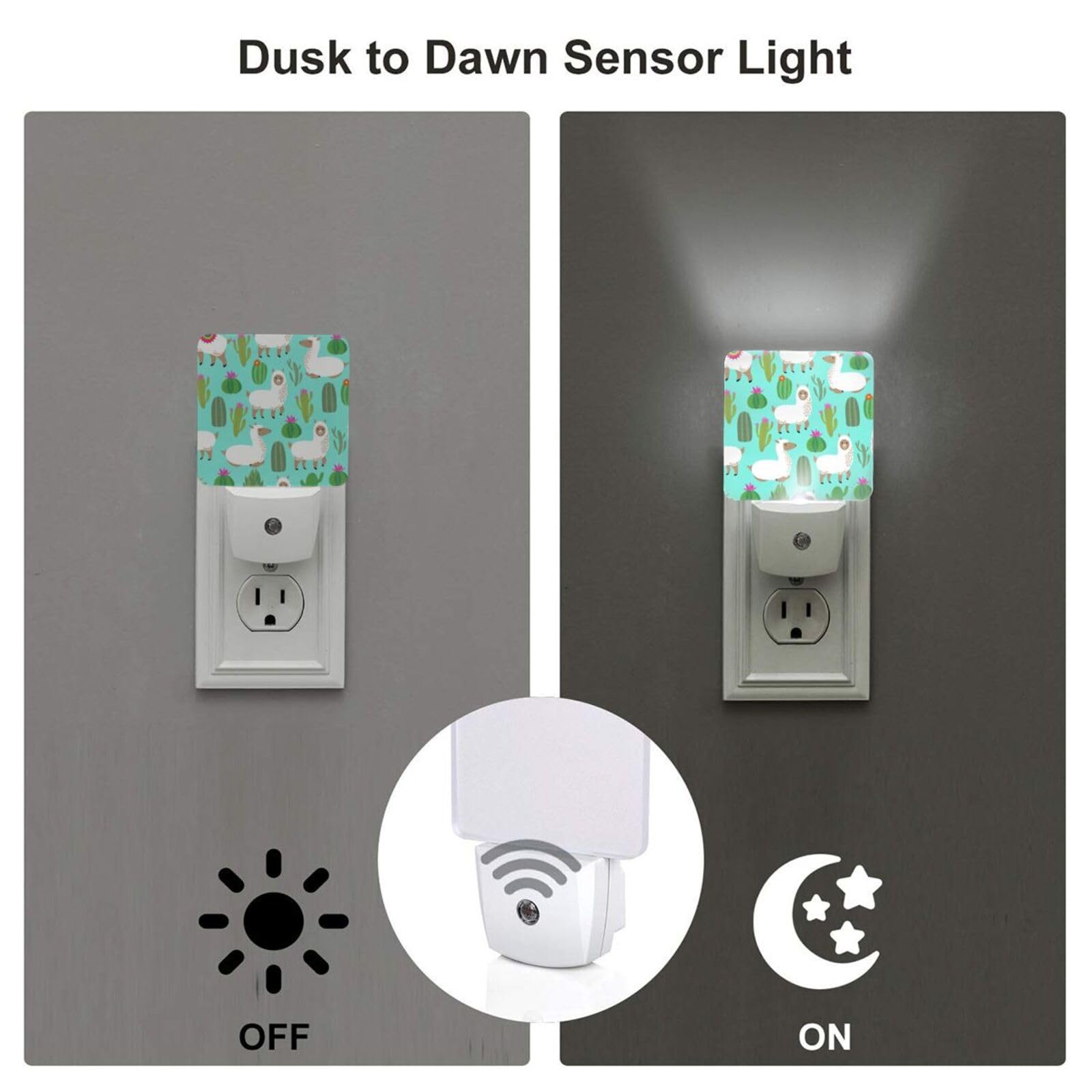 Cute Llama Baby Night Light Dusk to Dawn Smart Sensor,White Led Nightlight for Bedroom,Bathroom,Kitchen,Hallway,Stairs,Energy Efficient,Decor Desk Lamp