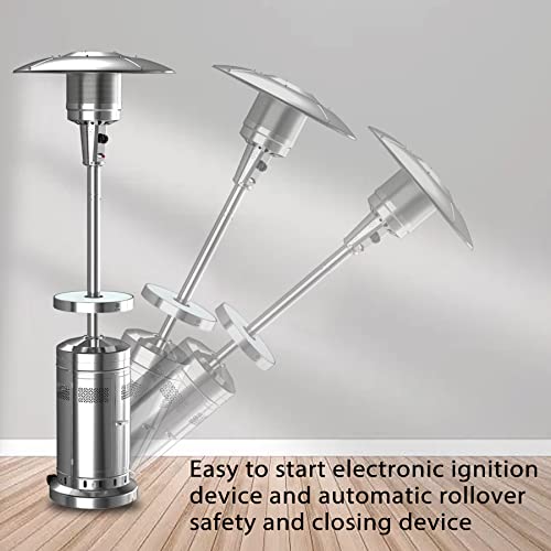 ROMONICA 48000BTU outdoor garden Silvery heater high vertical hammer facing garden outdoor heater propane vertical, with wheels and LED table, stainless steel - 6 set