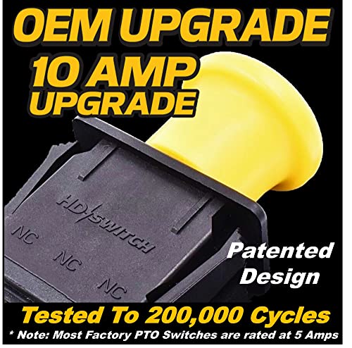 HD Switch Upgraded 10 AMP PTO Switch for Cub Cadet ZT1 & ZTS1 Series 42 46 50 54 54P Lawn Mower & Garden Tractor Cutter Deck Electric Blade Clutch Engage Yellow Knob