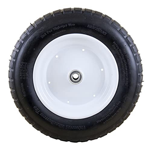 Marathon 14.5" Universal Replacement Wheelbarrow Wheel with Adapter Kit, Black