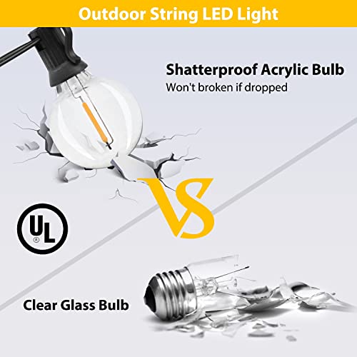 Binval Outdoor Led String Lights 97ft Patio Lights with 48 G40 Shatterproof Bulb(1 Spare) Hanging Globe Lights Waterproof Hanging Lights String for Outside Backyard Porch Bistro Party Garden Gathering