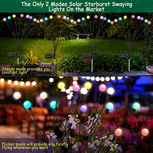 GARPER Solar Garden Lights β High Flexibility Starburst Swaying Lights - Upgraded 2 Modes Solar Lights Outdoor Waterproof, Color Changing Solar Firefly Lights for Yard Pathway Patio Garden Decoration