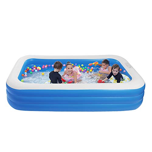 YOUBTQ Inflatable Swimming Pool,Inflatable Swim Pool for Kids, Indoor & Outdoor 120" x 72" x 22" Inflatable Swimming Pool - Wall Thickness 0.3mm for Kids, Adults,Garden, Backyard Water Party Blue