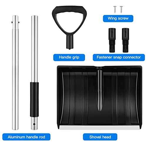 Yardwe 56" Snow Shovel with D-Grip Handle, Collapsible Snow Sand Mud Removal Tool | Detachable Four-Piece Construction Snow Shovel for Garden, Camping, Car and Other Outdoor Activities