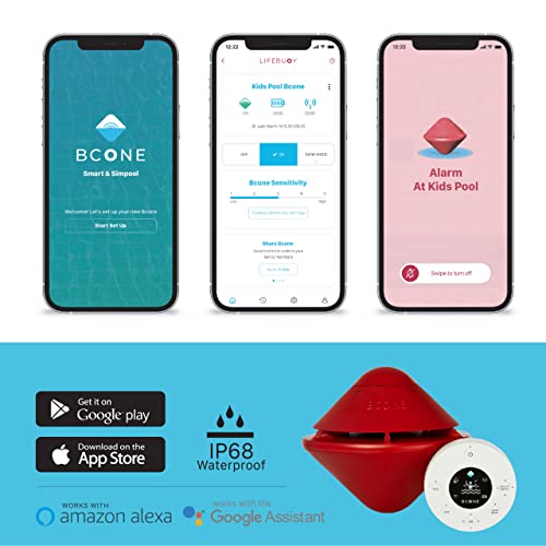 Multi BCone Smart Floating Pool Safety Alarm System + Additional Pool Unit, Compatible with Alexa and Google Assistant, Wi-Fi Connectivity, App Control from Anywhere. Powerfully Loud Alarm