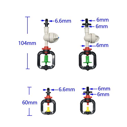 Xiaochen Lawn Irrigation Garden Watering 100Pcs 360-degree Fog Drop Nozzle Suspended Anti-Drop Fog Nozzle Rotating Refraction Nozzle with Barbed Threaded Connector (Color : F)