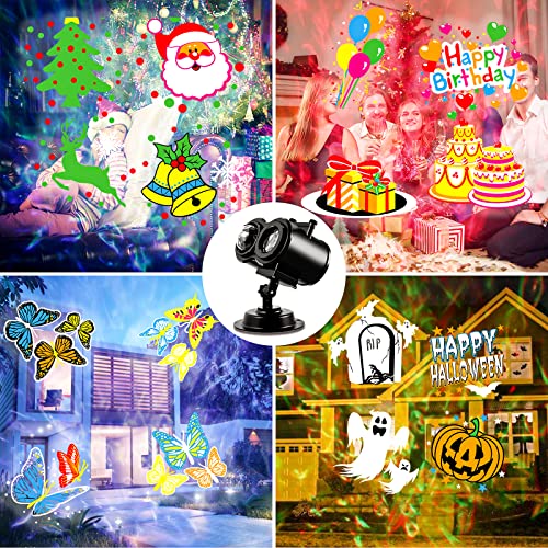Christmas Projector Lights Outdoor, LED Holiday Projector Night Lights Waterproof with Remote Control & Timer for Christmas, Halloween, Party, Yard Garden Decorations