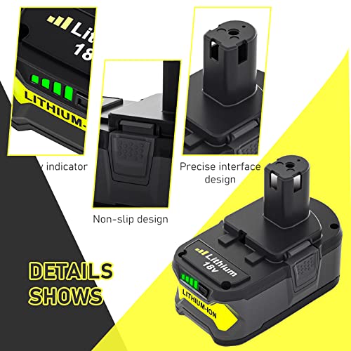 Upgrade 18V 6.0Ah P108 P102 Battery Replacement for Ryobi 18 Volt Battery Lithium Compatible with Ryobi Battery 18v Lithium P102 P103 P104 P105 P107 P109 P122 Ryobi System Cordless Power Drill Tool