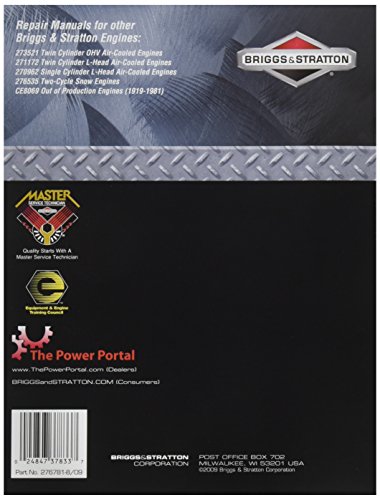 Briggs & Stratton 276781 Single Cylinder OHV Repair Manual