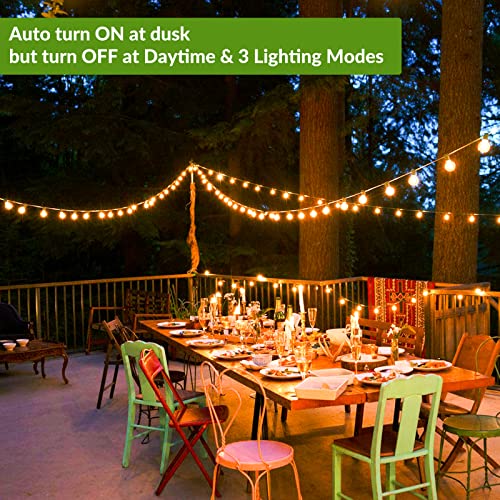 100FT G40 Solar String Lights, Globe Outdoor String Lights with 52 E12 Waterproof LED Bulbs, 2700K Shatterproof Patio Lights, Solar Powered Hanging Lights for Porch Garden Backyard Pergola Bistro Deck
