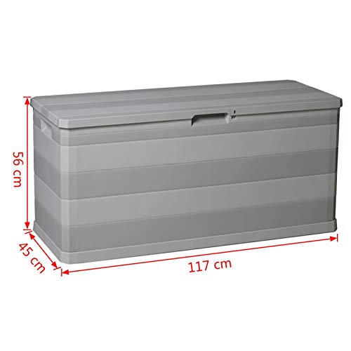 Tidyard Garden Storage Deck Box Plastic 74 Gal Lockable Garden Container Cabinet Toolbox Gray for Patio, Lawn, Poolside, Backyard Outdoor Furniture