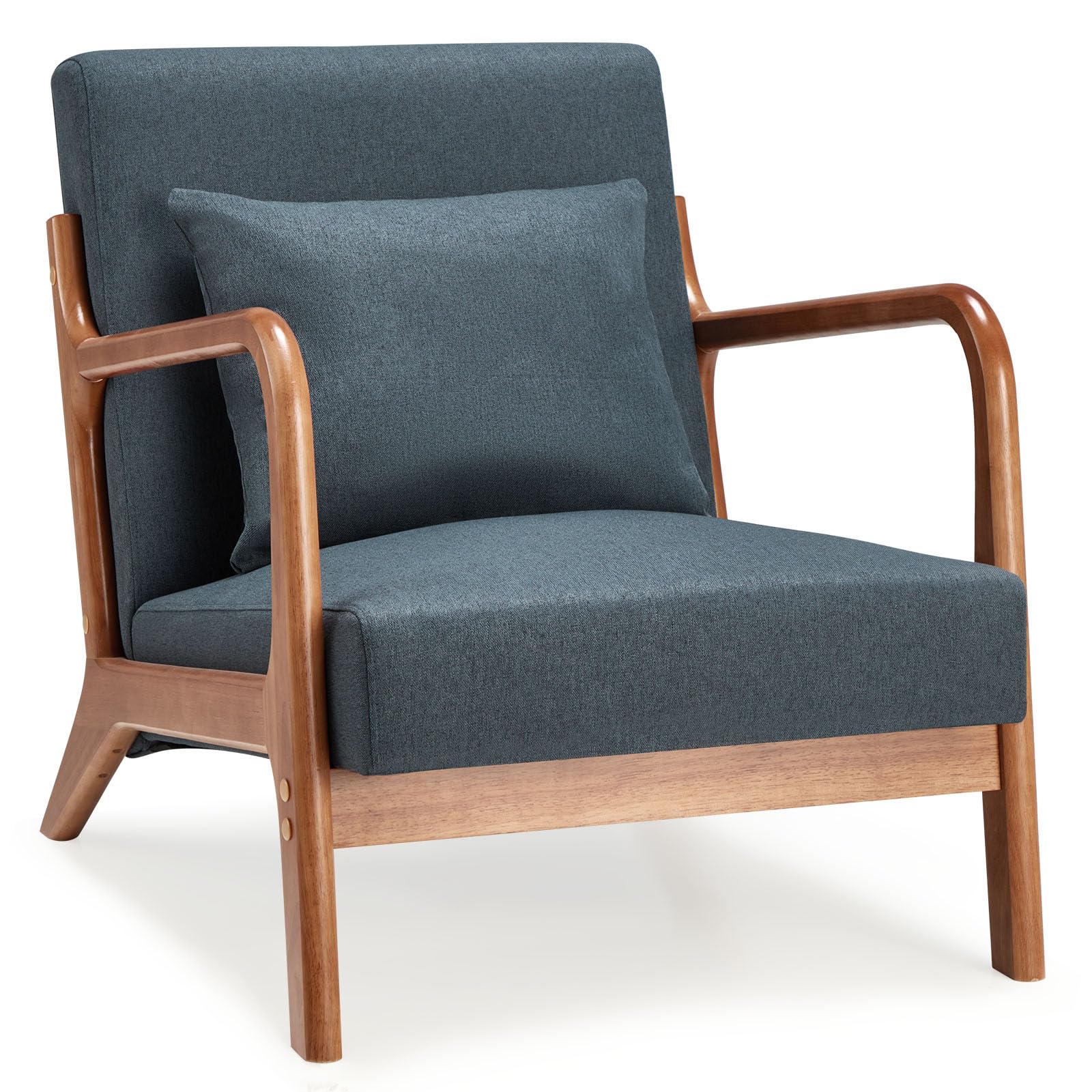 Esright Modern Accent Chairs for Living Room, Mid Century Modern Living Room Bedroom Reading Comfy Lounge Chairs, Small Side Armchair for Bedrooms in Blue