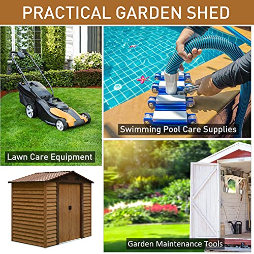 Outsunny 8' x 6' Metal Outdoor Storage Shed with Double Doors and Four Ventilation for Patio Furniture, Garden Tools, Backyard Lawn, Brown